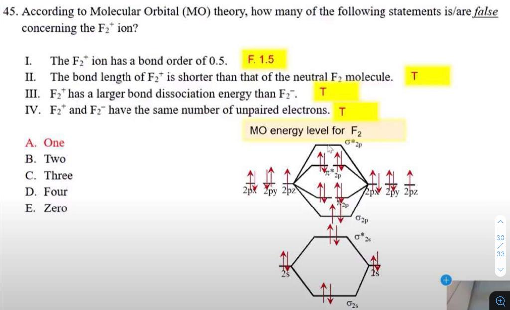 Solved 15. According to Molecular Orbital (MO) theory, how | Chegg.com