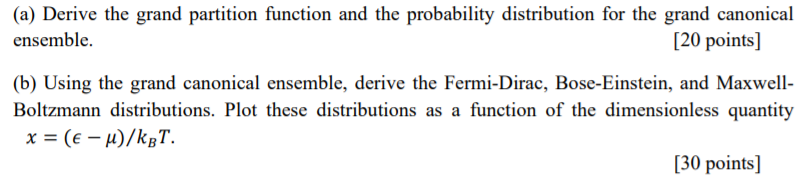 Solved (a) Derive the grand partition function and the | Chegg.com