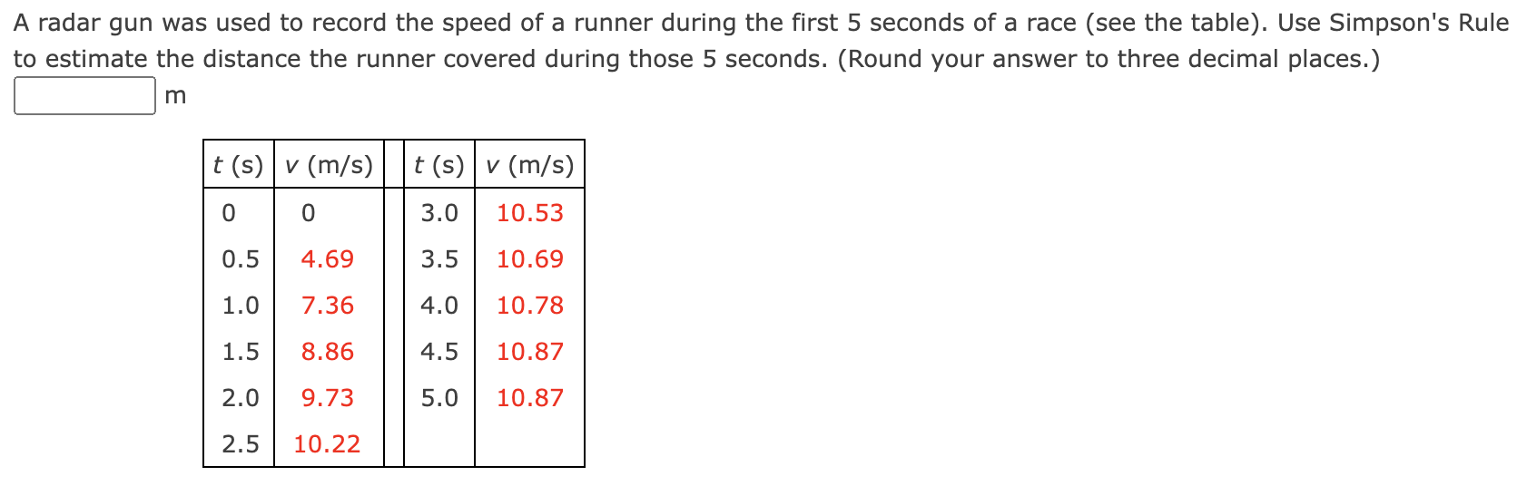 Solved A radar gun was used to record the speed of a runner | Chegg.com