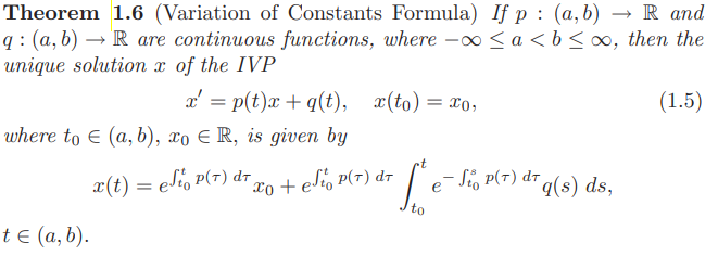 Solved Theorem 1 6 Variation Of Constants Formula If