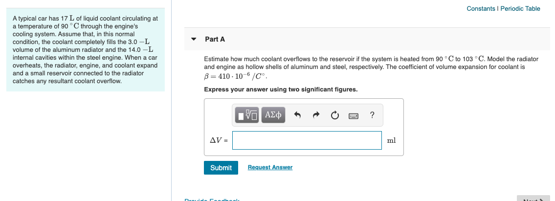 Solved Constants Periodic Table Part A A typical car has 17 | Chegg.com