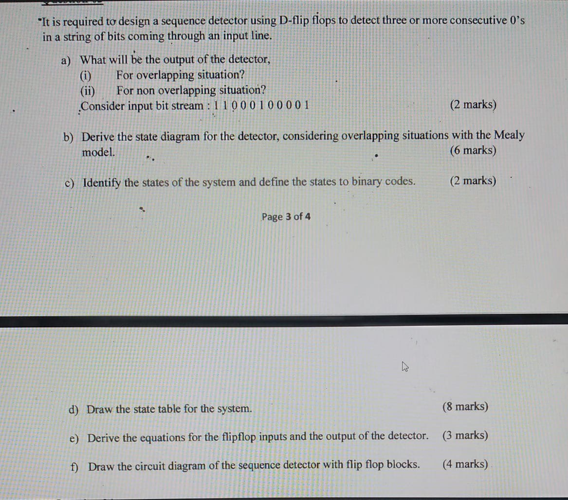 Solved -It is required to design a sequence detector using | Chegg.com