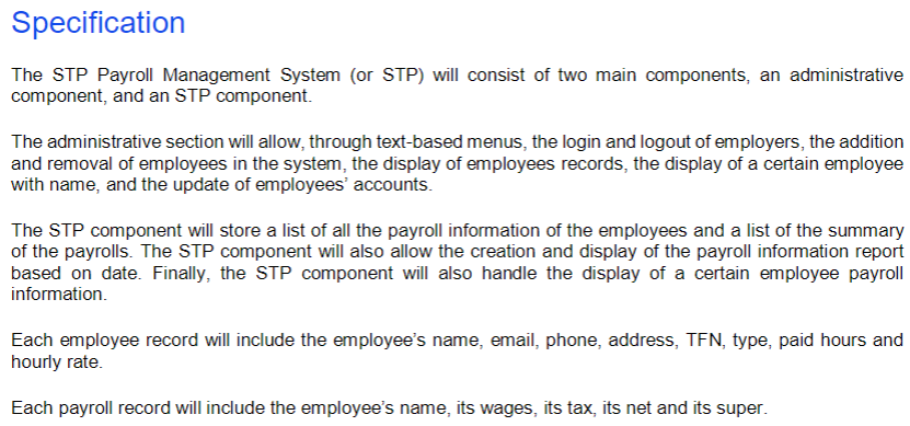 Solved JAVA Help, STP Payroll Management System. I need help | Chegg.com