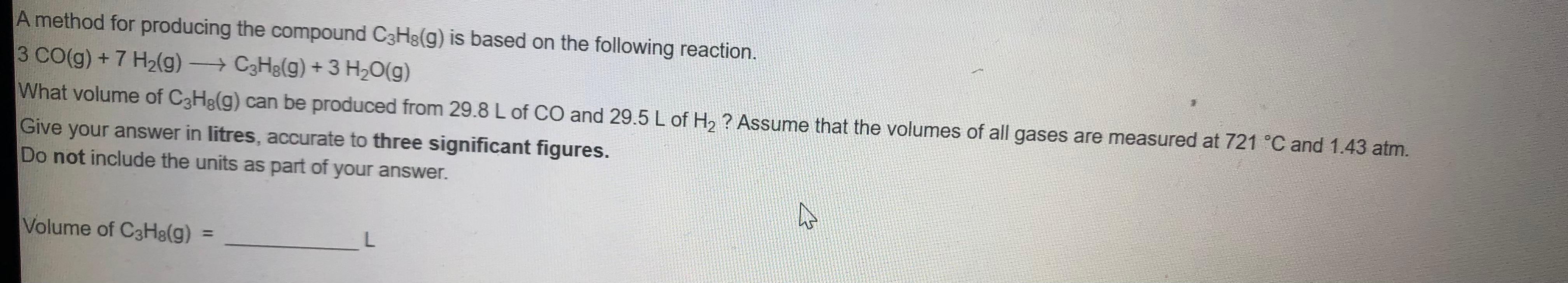 Solved A method for producing the compound C3H8(g) is based | Chegg.com