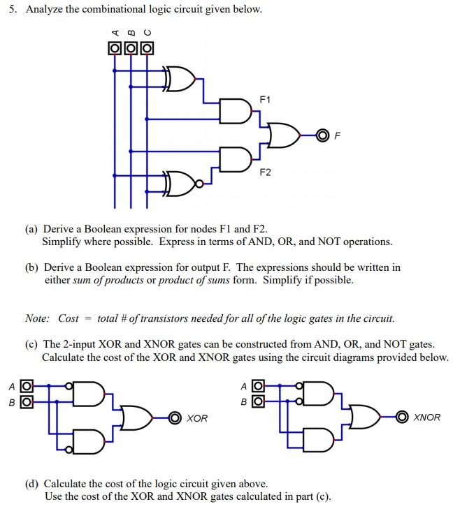 Solved 5. Analyze the combinational logic circuit given | Chegg.com