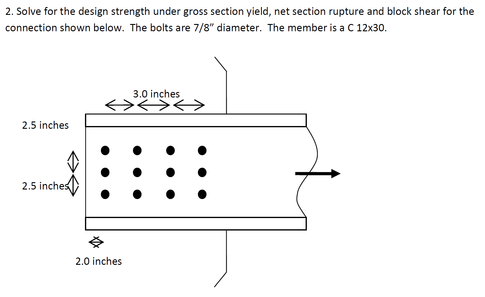 Solved 2. Solve for the design strength under gross section | Chegg.com