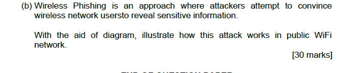 Solved (b) Wireless Phishing is an approach where attackers | Chegg.com