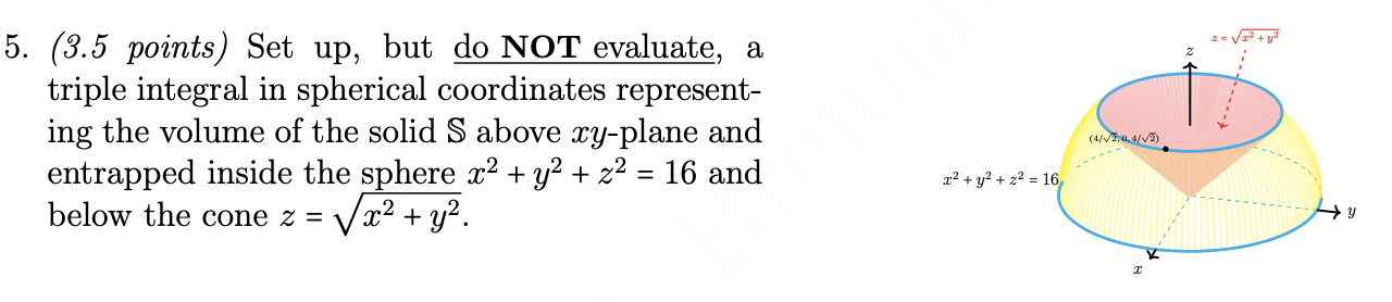 Solved (3.5 points) Set up, but do NOT evaluate, a triple | Chegg.com