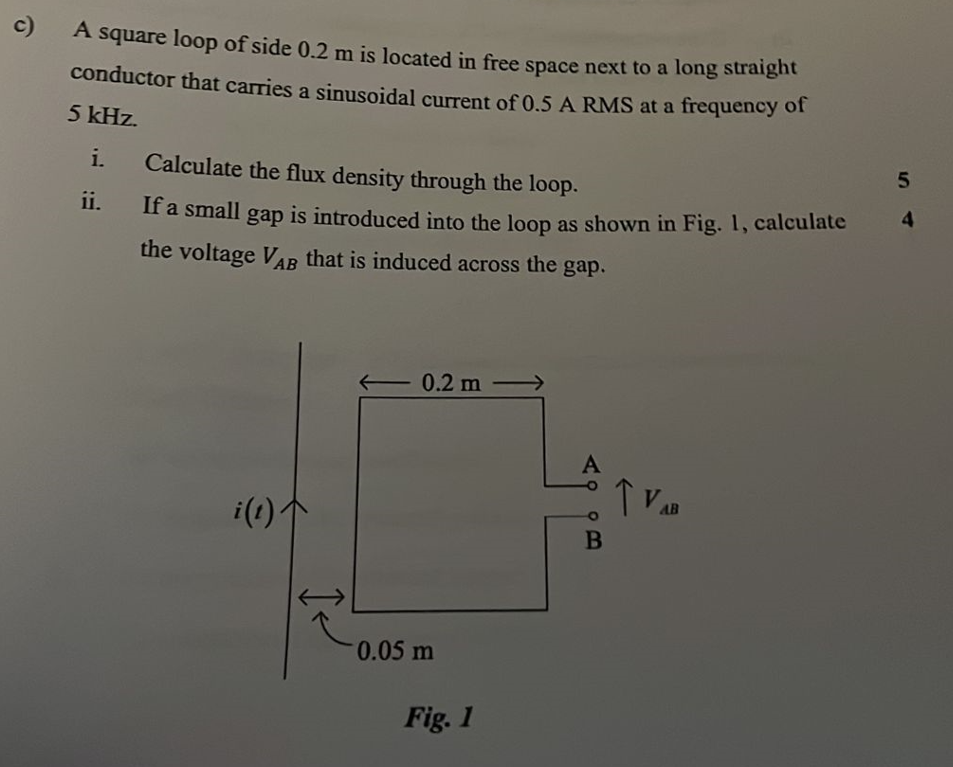 Solved c) A square loop of side 0.2 m is located in free | Chegg.com