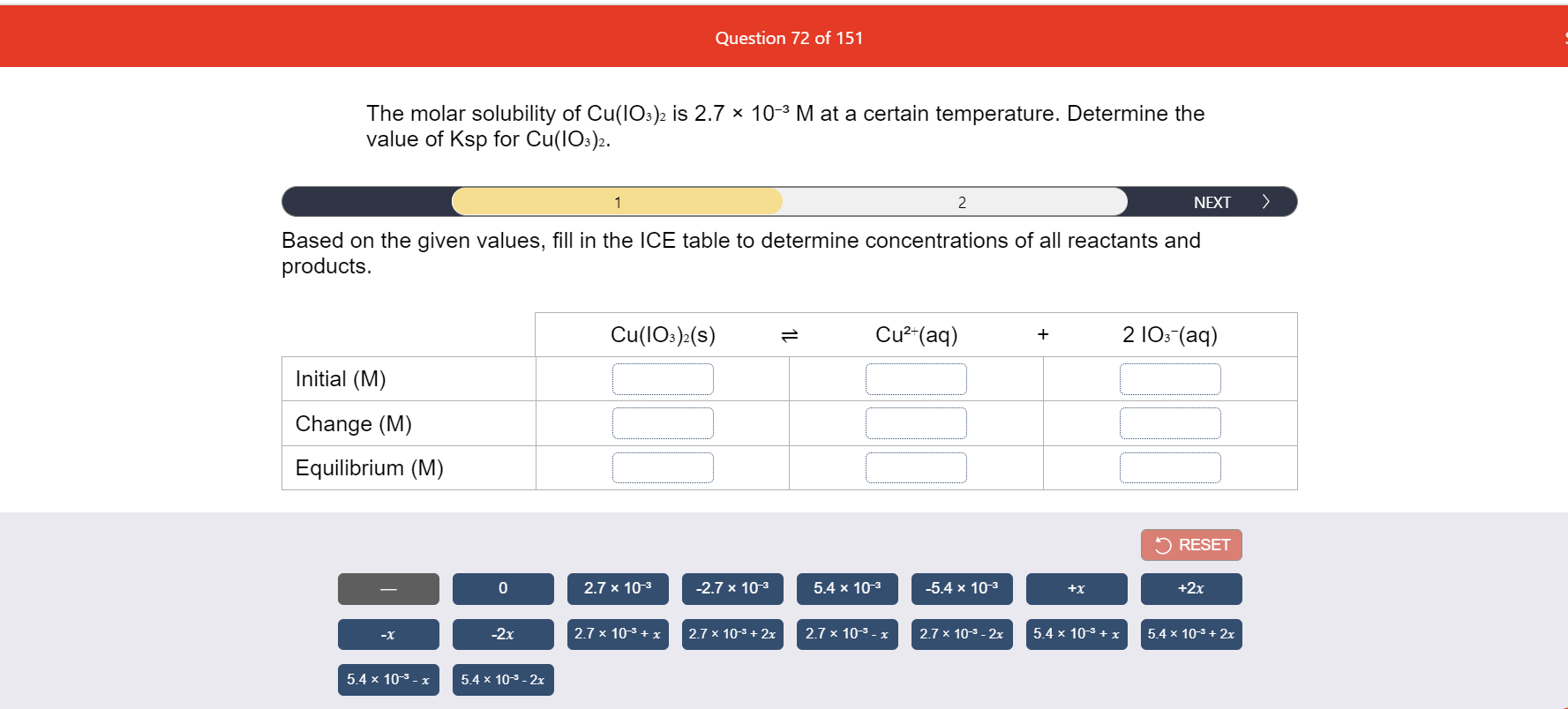 Solved Question 72 of 151 The molar solubility of Cu(IO3)2 | Chegg.com