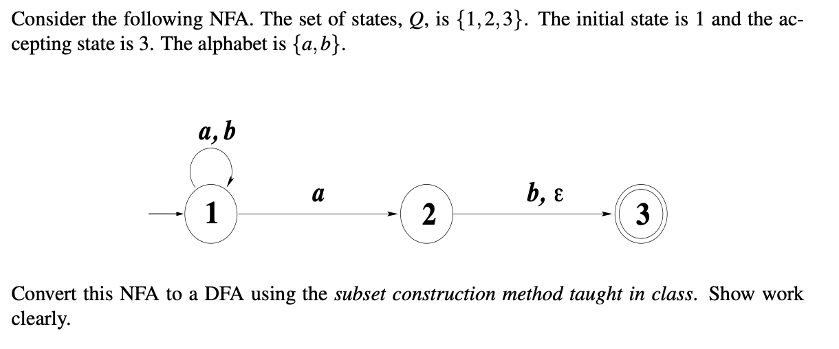 Solved Consider the following NFA. The set of states, Q, is | Chegg.com