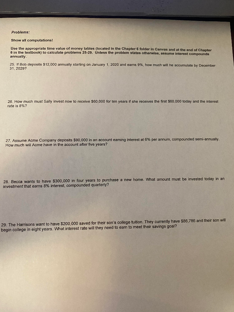 Solved Problems: Show all computations! Use the appropriate | Chegg.com