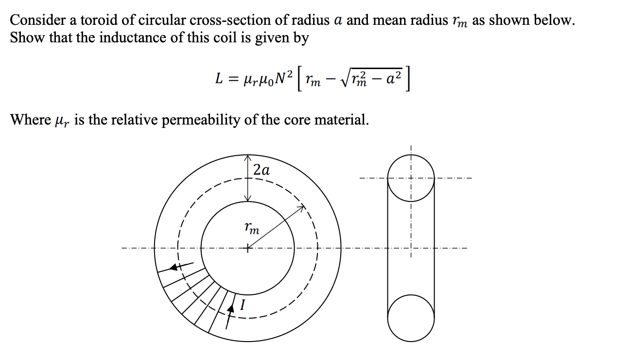 Solved Consider a toroid of circular cross-section of radius | Chegg.com