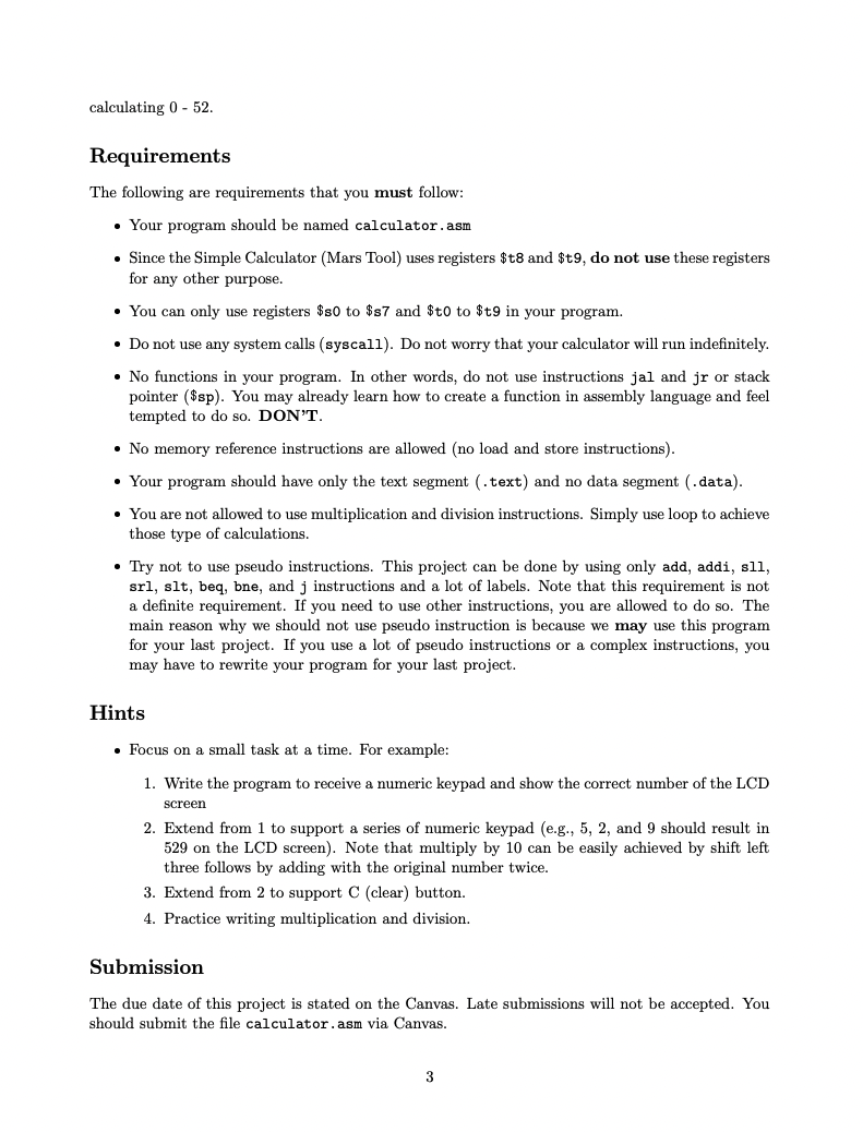 Solved Project 1 - Calculator CS 0447 — Computer | Chegg.com
