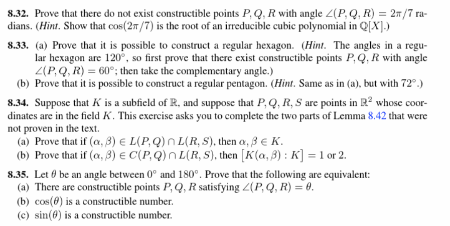 Solved 8.32. Prove that there do not exist constructible | Chegg.com