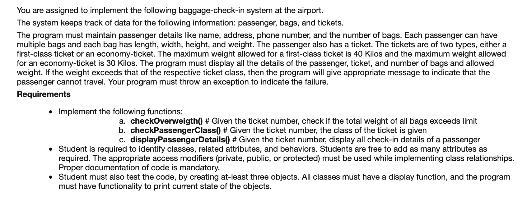 You are assigned to implement the following | Chegg.com