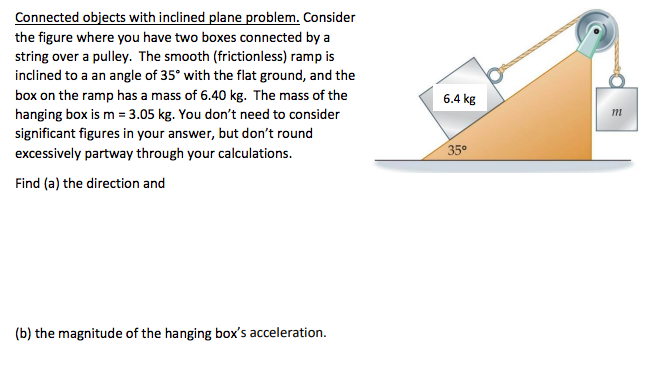 Solved Connected objects with inclined plane problem. | Chegg.com