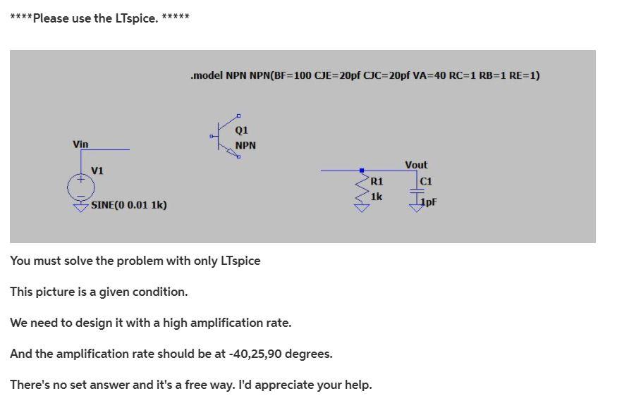 Solved ****Please use the LTspice. ***** .model NPN | Chegg.com