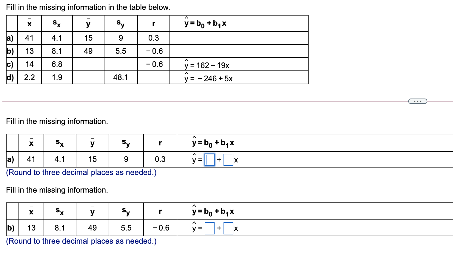 Solved Fill in the missing information in the table below. A | Chegg.com