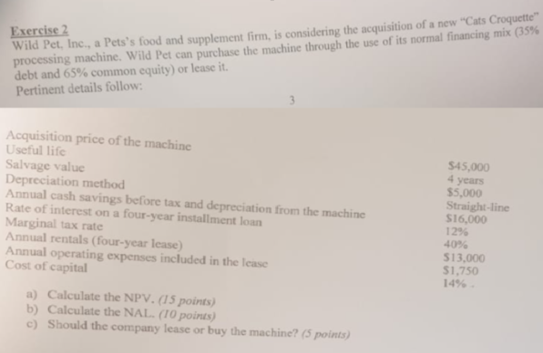 Exercise 2 Wild Pet, Inc., a Pets's food and | Chegg.com