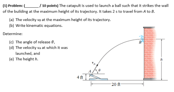 Solved (1) Problem: _/ 10 points) The catapult is used to | Chegg.com