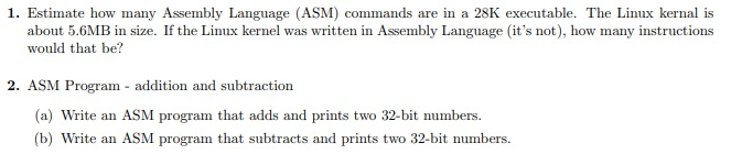 Solved 1. Estimate how many Assembly Language (ASM) commands | Chegg.com
