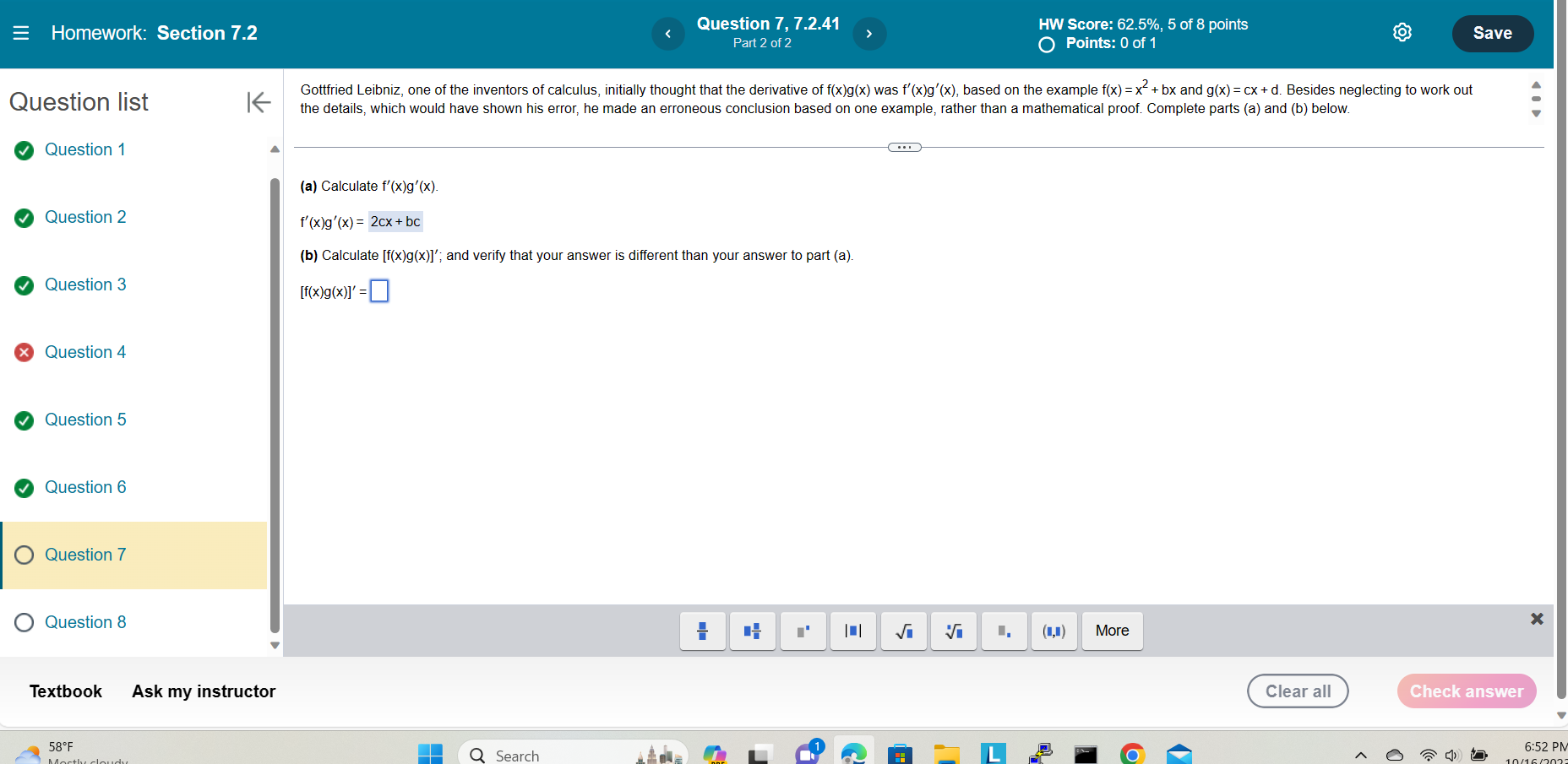 Solved Gottfried Leibniz, one of the inventors of calculus, | Chegg.com