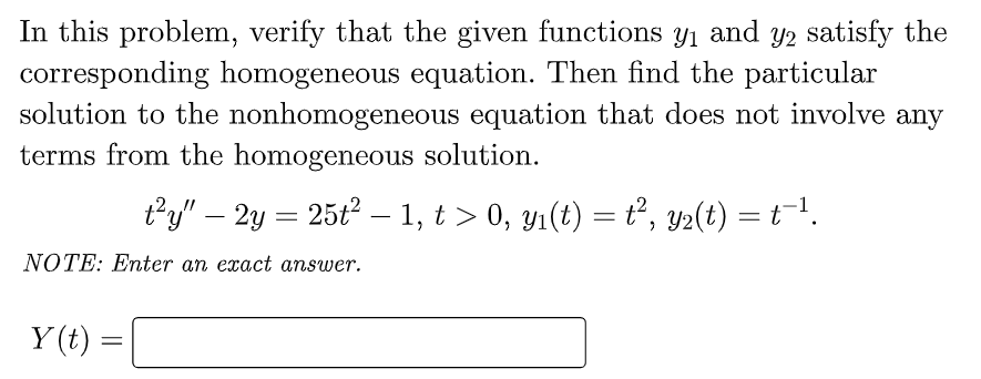Solved In this problem, verify that the given functions yi | Chegg.com