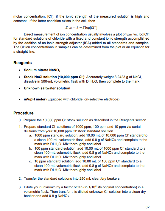 Solved Learning Goals - Leam how to use an ion selective | Chegg.com