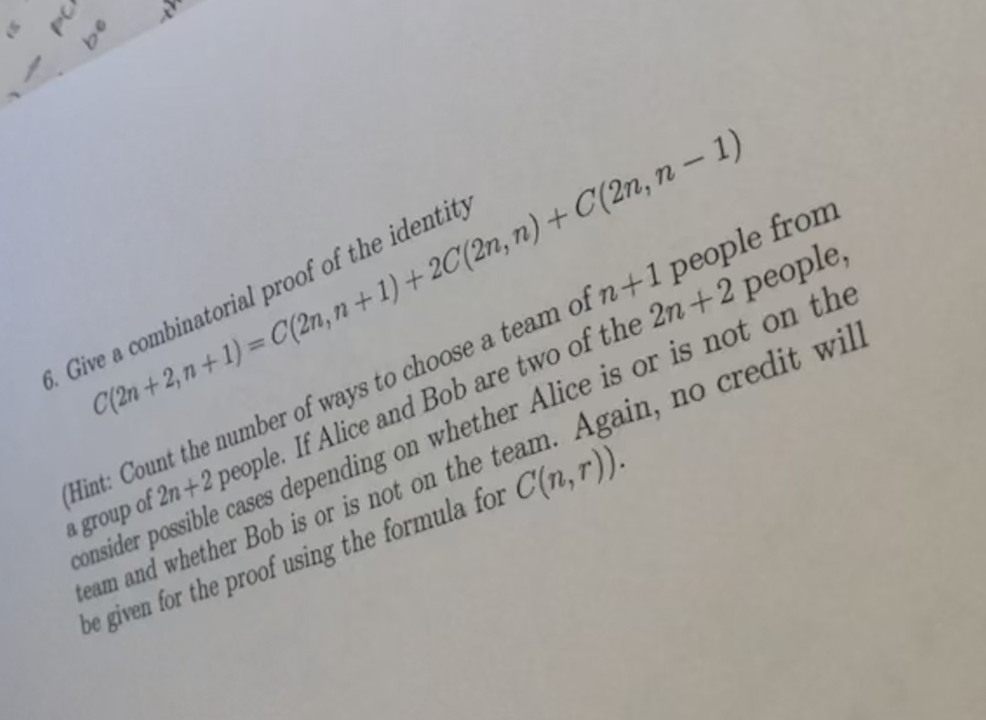 Solved G Give A Combinatorial Proof Of The Identity