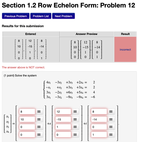 Solved Section 1.2 Row Echelon Form: Problem 12 Previous | Chegg.com