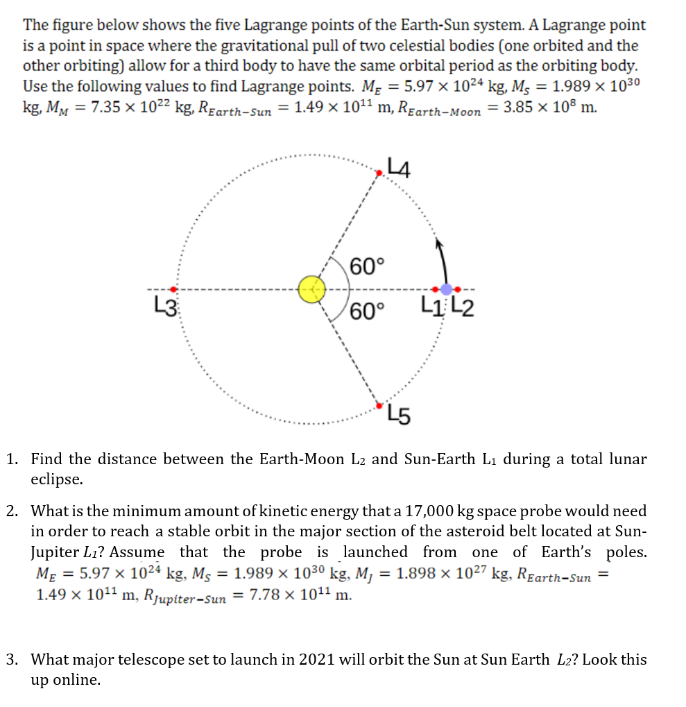 Solved The figure below shows the five Lagrange points of | Chegg.com