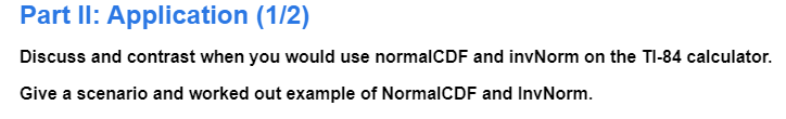 Solved Part II: Application (1/2) Discuss and contrast when | Chegg.com