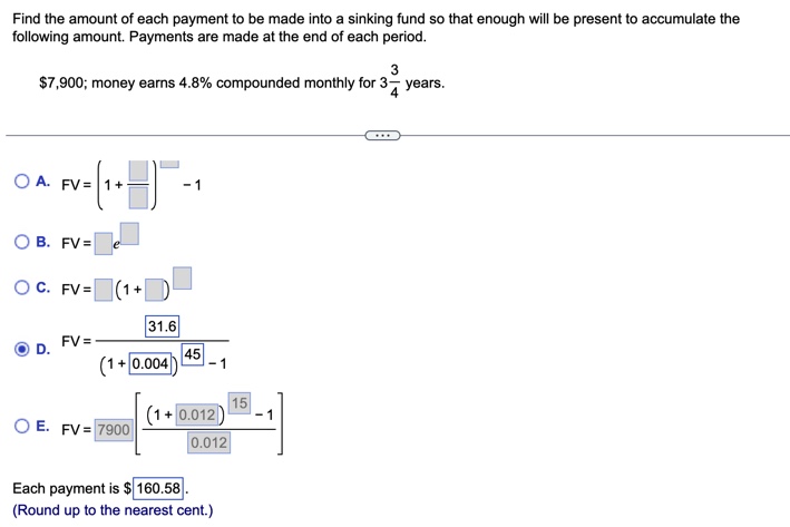 Solved Find the amount of each payment to be made into a | Chegg.com