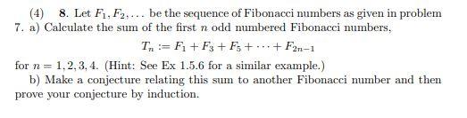 Solved 8. Let F1, F2.... be the sequence of Fibonacci | Chegg.com
