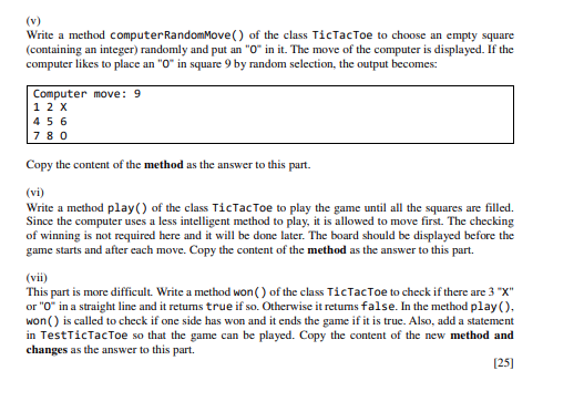 Solved We write a simple version of the tic-tac-toe game | Chegg.com