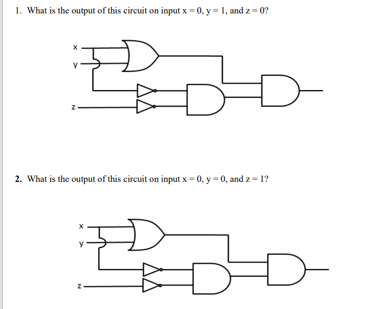 Solved 1. What is the output of this circuit on input x = 0, | Chegg.com