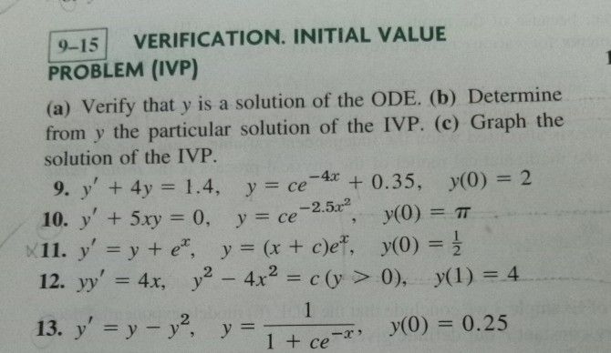 Solved VERIFICATION. INITIAL VALUE 9-15 PROBLEM (IVP) (a) | Chegg.com