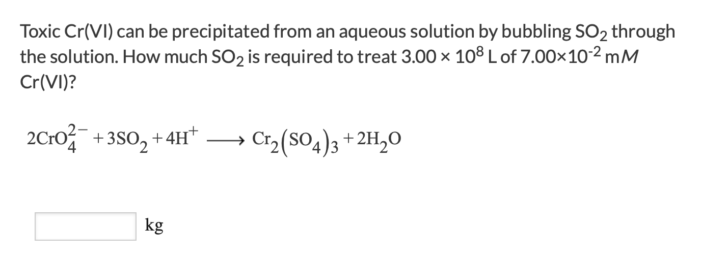 Solved Toxic Cr(VI) can be precipitated from an aqueous | Chegg.com