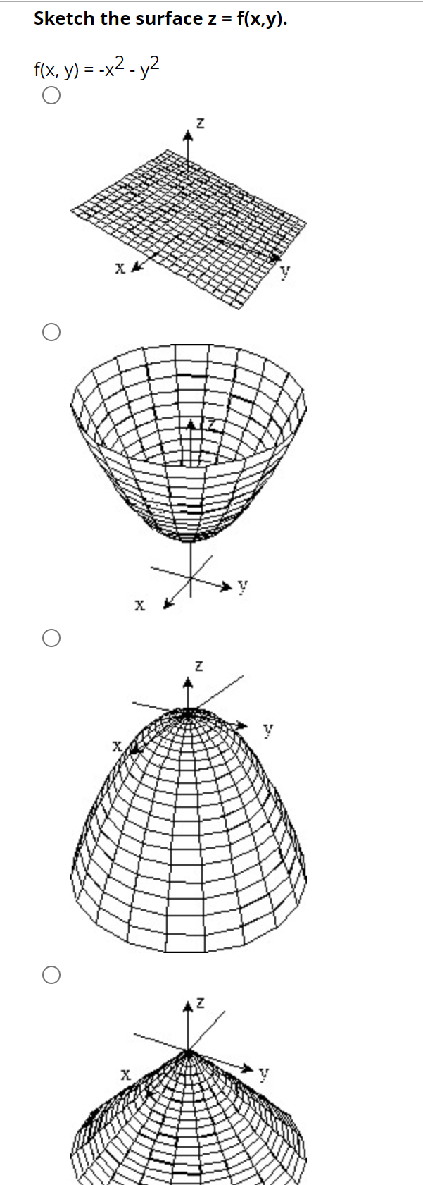 Solved Sketch the surface z=f(x,y). f(x,y)=−x2−y2 | Chegg.com
