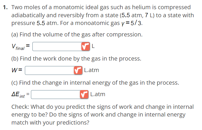 Solved 1. Two moles of a monatomic ideal gas such as helium | Chegg.com