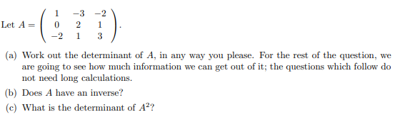 Solved Let \\( A=\\left(\\begin{array}{ccc}1 & -3 & -2 \\\\ | Chegg.com
