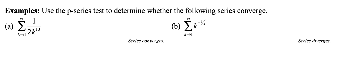 Solved Examples: Use the p-series test to determine whether | Chegg.com