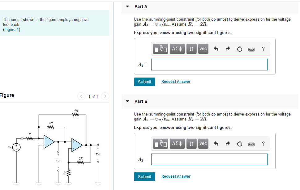 Solved Part A Use the summing-point constraint (for both op | Chegg.com