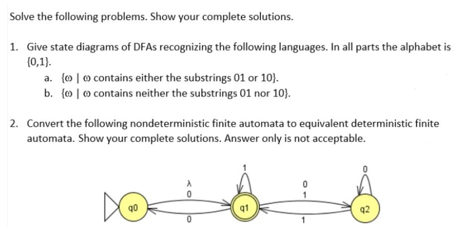 Solved Solve the following problems. Show your complete | Chegg.com