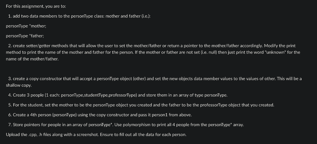 Solved Please show all .cpp and .h files, and have it done | Chegg.com