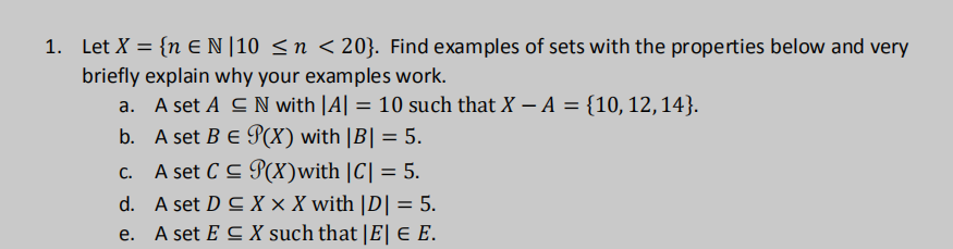 Solved = 1. Let X = {n € N|10 = n
