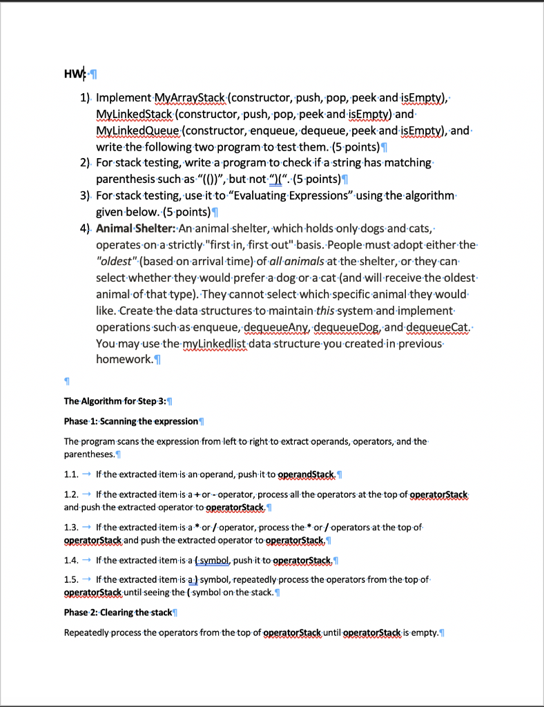 1) Implement MyArrayStack (constructor, push, pop, | Chegg.com