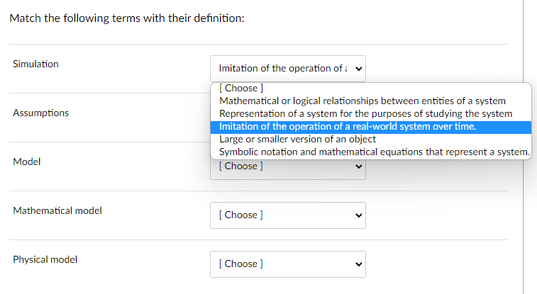 Solved Match the following terms with their definition: | Chegg.com