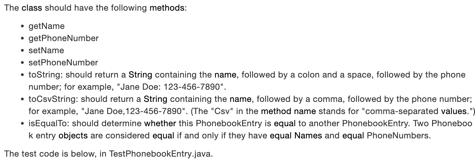 Solved Write a class named PhonebookEntry. Each object of | Chegg.com